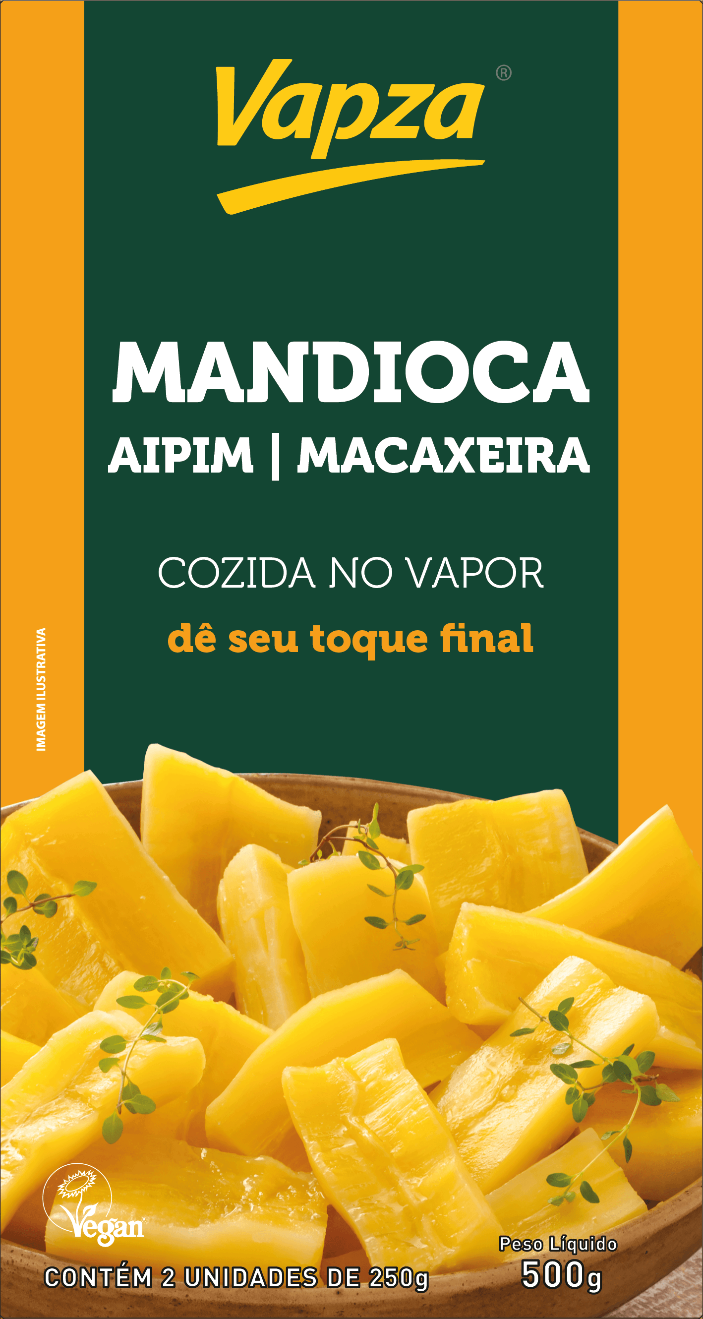 Mandioca Aipim Cozida no Vapor 500G - Vapza :: Alimentos Embalados a Vácuo!